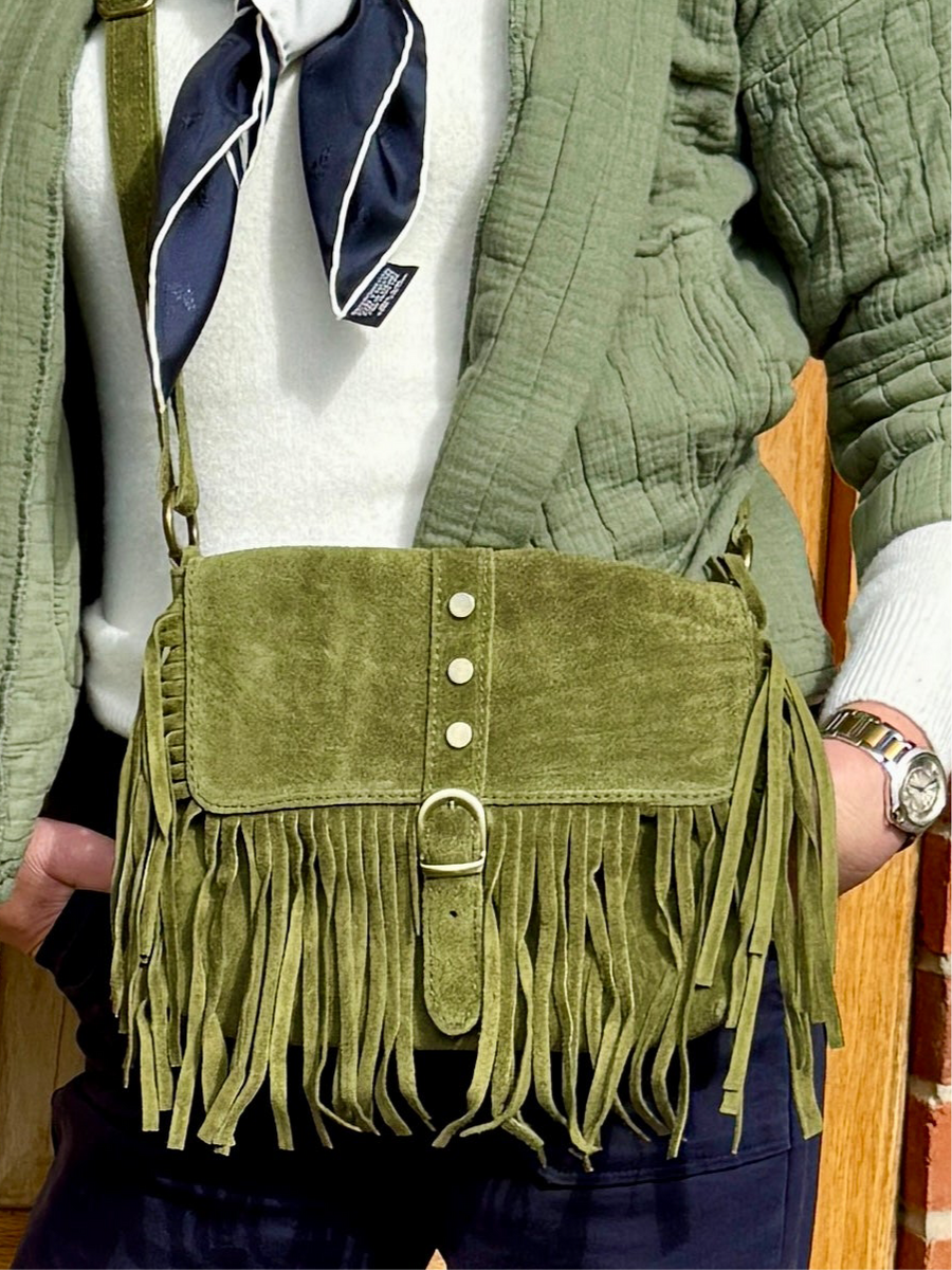 Suede Fringed Messenger Bag – SNOB